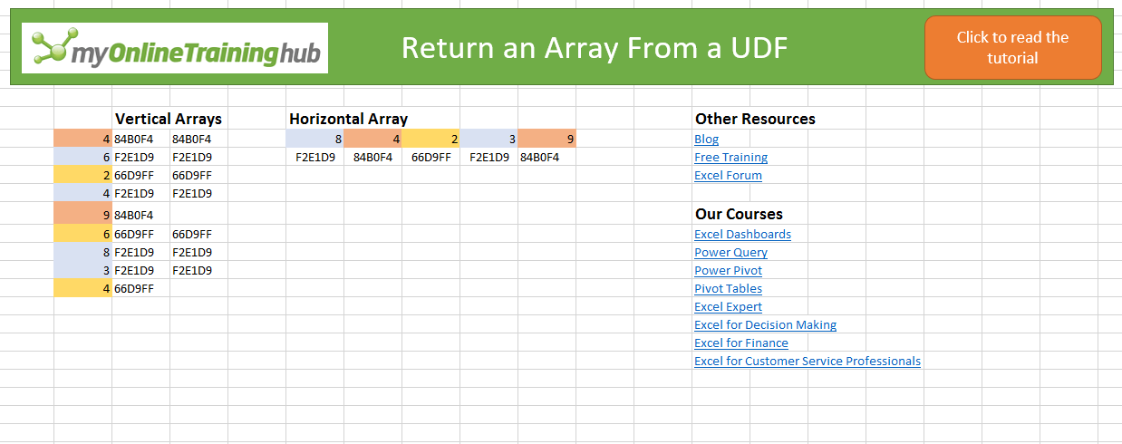 Return An Array From A Udf • My Online Training Hub